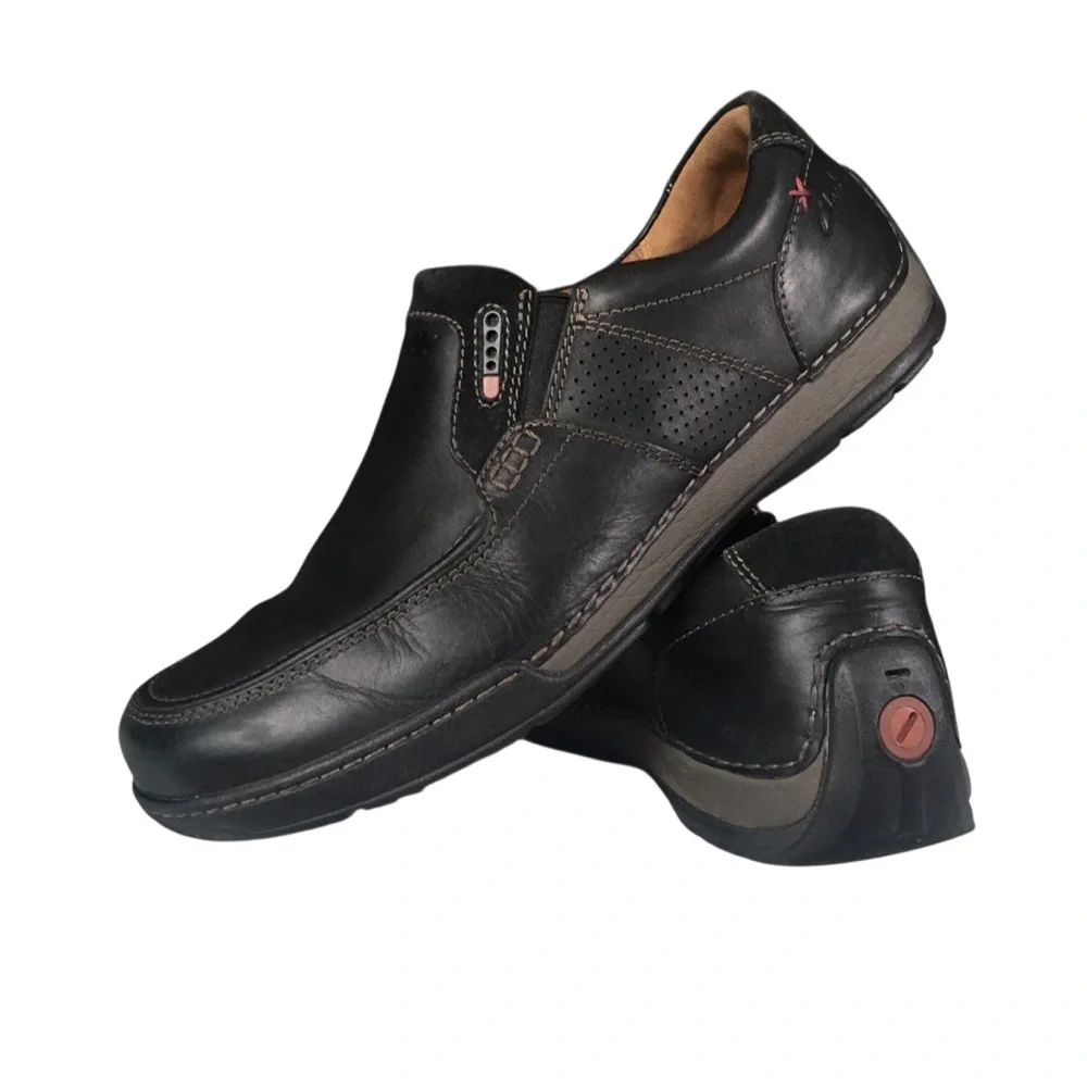 Clarks | Shoes | Clarks Active Air Vent Black Leather Slipon Shoes 1 M ...